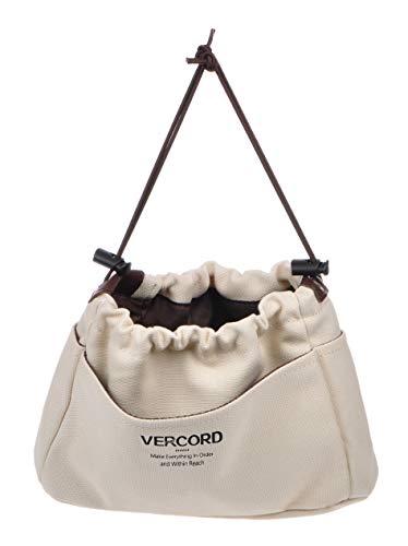 Vercord Canvas Handbag Organizers, Sturdy Purse Insert Organizer Bag in Bag, 10 Pockets Beige Small