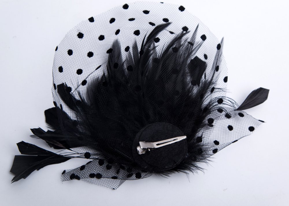 Cizoe Fascinators 20s Gatsby Flapper Acessories Art Deco Party Accessory Peacock Feather Headpiece(1A-Black)