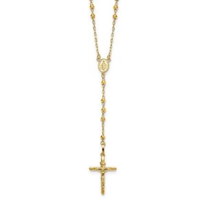 icecarats 14k yellow gold 3mm beaded rosary chain necklace