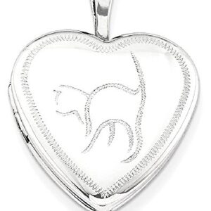 IceCarats 925 Sterling Silver Cat Heart Love Personalized Photo Locket Chain Necklace