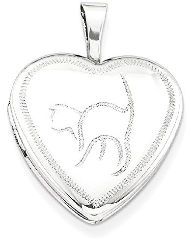 IceCarats 925 Sterling Silver Cat Heart Love Personalized Photo Locket Chain Necklace