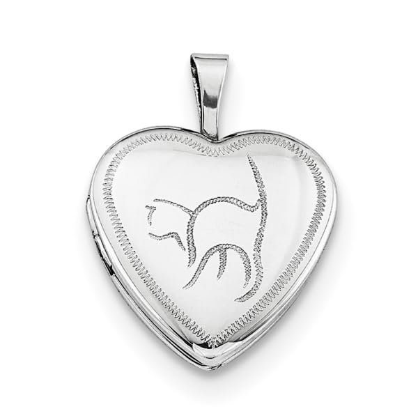 IceCarats 925 Sterling Silver Cat Heart Love Personalized Photo Locket Chain Necklace