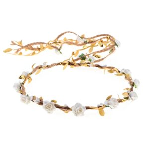 ddazzling flower crown floral wreath headband floral garland headbands photo props (ivory and gold)