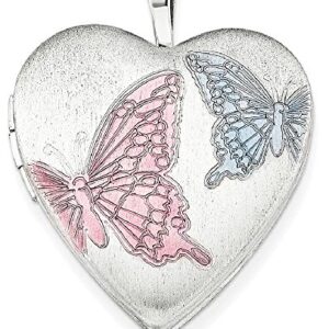 IceCarats 925 Sterling Silver Butterflies Heart Love Personalized Photo Locket Chain Necklace