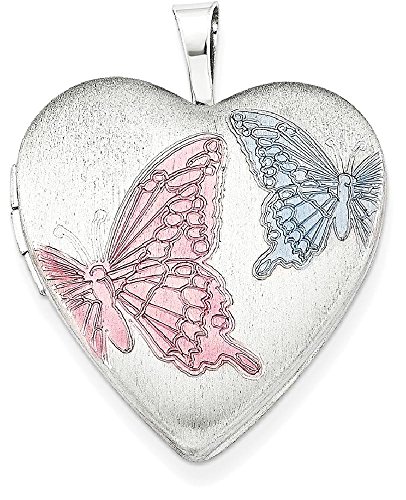 IceCarats 925 Sterling Silver Butterflies Heart Love Personalized Photo Locket Chain Necklace