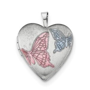 IceCarats 925 Sterling Silver Butterflies Heart Love Personalized Photo Locket Chain Necklace