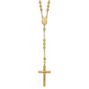 icecarats 14k yellow gold 4mm beaded rosary necklace 24 inch chain