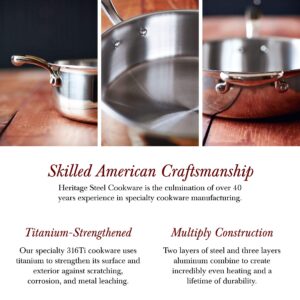 Heritage Steel 12 Inch Frying Pan | Made In USA | Titanium Series 316Ti Skillet with Stay Cool Handle | Fully Clad Stainless Steel Pan with 5-Ply Construction | Induction Ready & Non Toxic