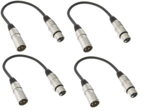 audio2000's adc203mx4 1 ft xlf female to xlr male microphone cable (4-pack)