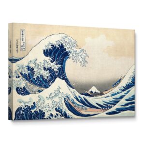 Niwo ART - The Great Wave off Kanagawa, by Katsushika Hokusai Reproduction - Giclee Wall Art for Home Decor, Gallery Wrapped, Stretched, Framed Ready to Hang (18"x12"x3/4")