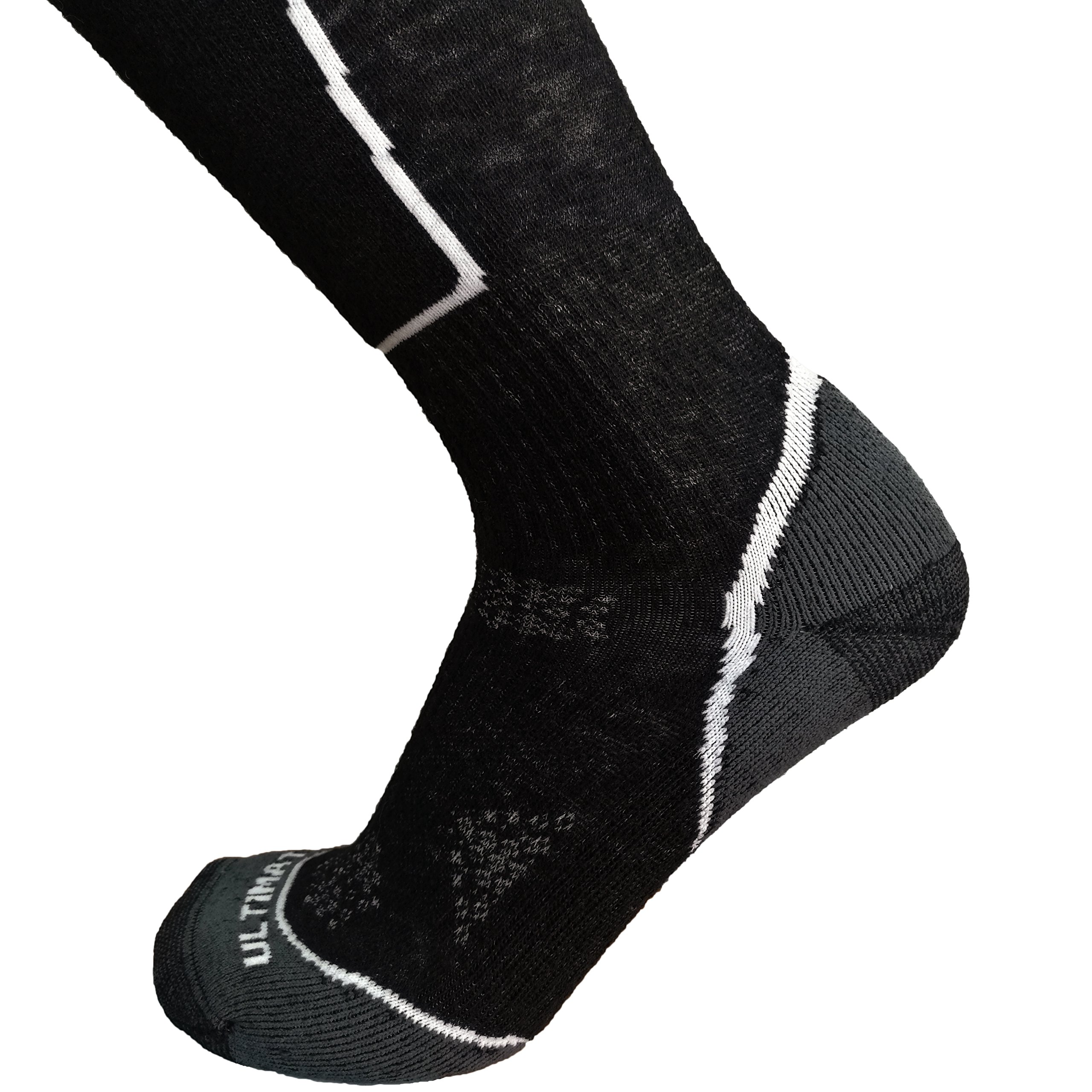 Ultimate Socks Womens Lightweight Merino Wool Ski Snowboard Performance Black Medium 7-9.5