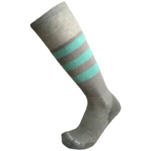 ultimate socks womens snowboard ski merino wool warm socks grey/aqua medium 7-9.5