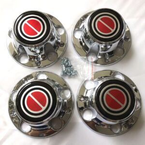 1980-1996 f150 bronco van chrome wheel hub center caps red center 4 pcs