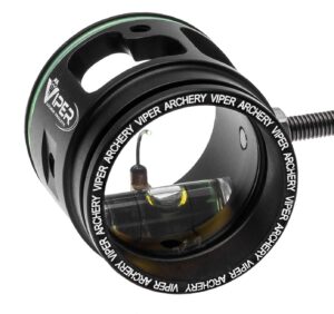 viper archery - pro series target archery scope and sight for recurve and compound bows, 1 3/8" aircraft aluminum housing, 0.019 green up pin, 4x magnification glass lens - made in usa