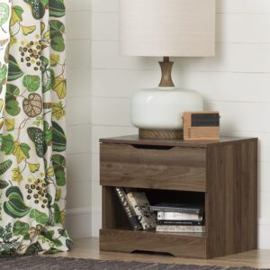 South Shore Holland 1-Drawer Nightstand, Natural Walnut