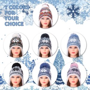 Dosoni Winter Hats for Women Knit Beanie Soft Warm Fleece Lined Long Ear Straps Snow Ski Cap with Pompom Pink