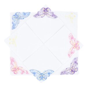 selected hanky women's cotton handkerchiefs with butterfly lace at corner, ladies hankies 8 pcs