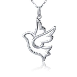 daochong s925 sterling silver doves birds faith hope love pendant necklace 18 inches rolo chain