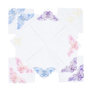 selected hanky women's cotton handkerchiefs with butterfly lace at corner, ladies hankies 12 pcs