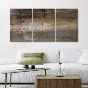 wall26 Canvas Print Wall Art Set Bown & White Faded Grunge Color Field Abstract Shapes Illustrations Modern Art Chic Colorful Multicolor Ultra for Living Room, Bedroom, Office - 16"x24"x3