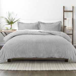 simply soft ultra soft patterned 3 piece duvet cover set, queen, ribbon gray (ss-duv-ribb-quee-gr)