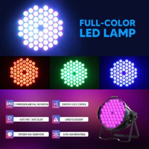 BETOPPER DJ Lights DMX Sound Activated, 54 x 3W LED Par Lights RGB Stage Lights DMX, DJ Par Lights for Church, Concert, Wedding, Party, Bar, Stage Lighting (1)