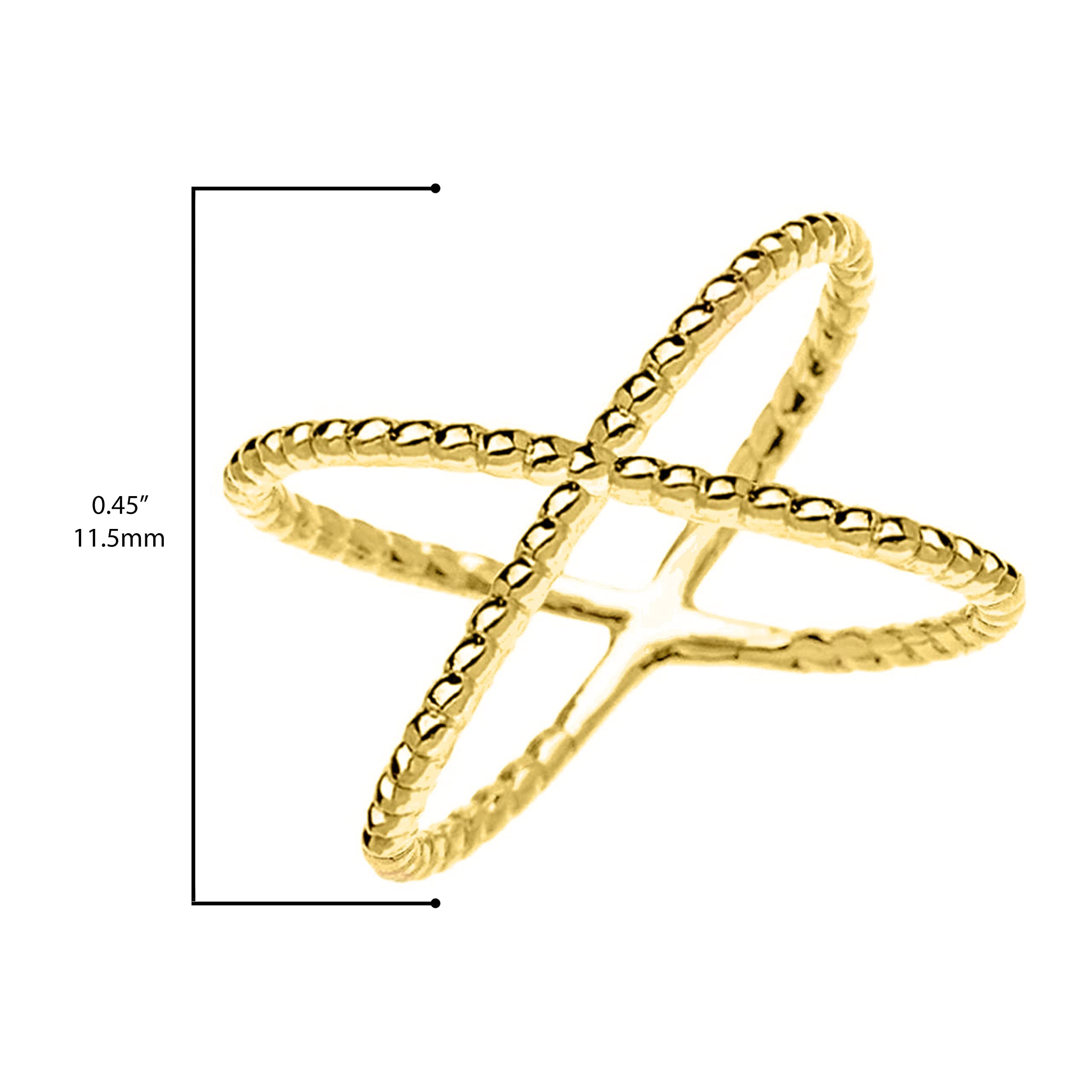 14K Yellow Gold Criss Cross Rope Cable Design Statement Ring - Size 6