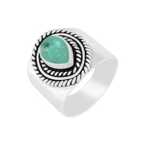 turquoise sterling plated ring size 6 for women, handmade green stone december bohemian southwest birthstone ring jewelry gift for her