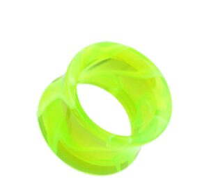 freedom fashion marble swirl acrylic double flared ear gauge tunnel plug (sold by pair) (7/16", green)