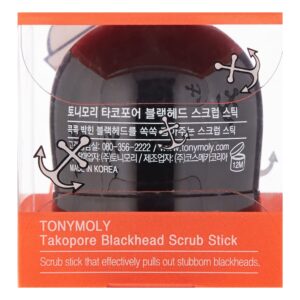 TONYMOLY Tako Pore Black Head Scrub Stick For Clogged powers, exfoliation, Removes excess sebum and gently exfoliates pores to pull out blackheads, whiteheads, and other skin impurities.