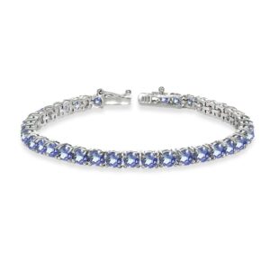 b. brilliant sterling silver genuine tanzanite 4mm round tennis bracelet for women bridesmaids