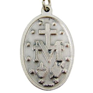 Devotional Gifts and Medals Silver Toned Our Lady of Grace Miraculous Medal Pendant, 1 1/4 Inch