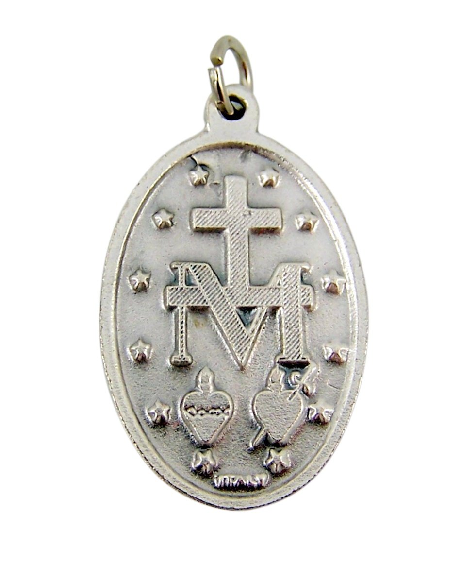 Devotional Gifts and Medals Silver Toned Our Lady of Grace Miraculous Medal Pendant, 1 1/4 Inch