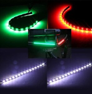 boat led navigation lights kit stern & bow red & green & white waterproof led strips for bass, pontoon, kayaks, sun tracker, ranger, triton, boats