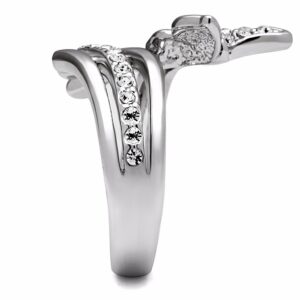 Lanyjewelry Clear CZ set in Butterfly Stainless Steel Non Tarnish Wide Band Ring - SIZE 5