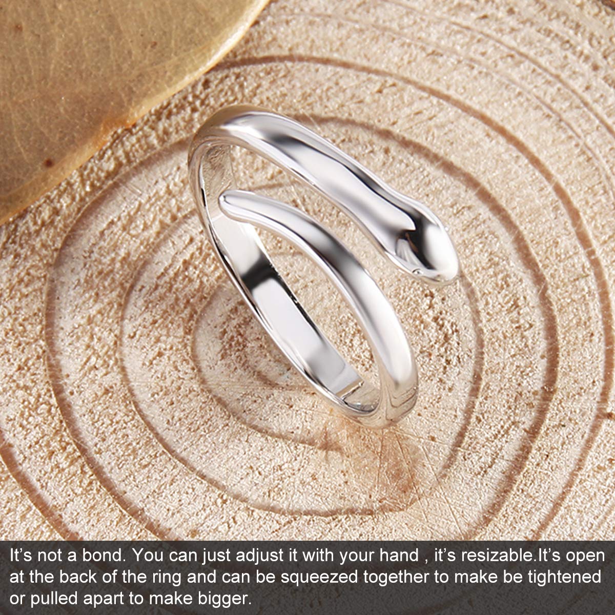 Jewever S925 Sterling Silver Original Snake Manual Lovers Open Ring Women Birthday Gift Jewelry