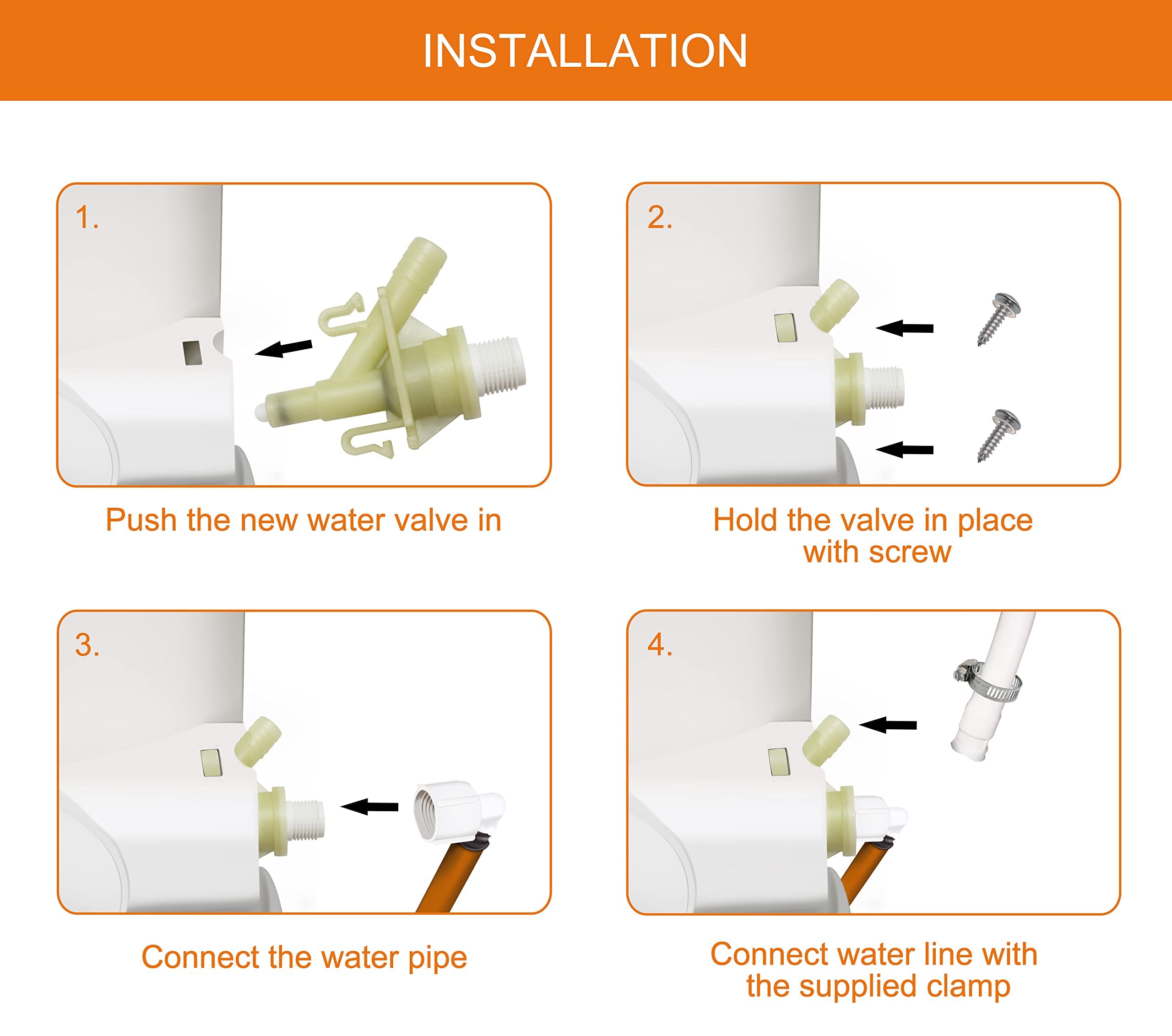 Byenins New Durable Plastic Water Valve Kit 385311641 for 300 310 320 series - for Sealand marine toilet replacement