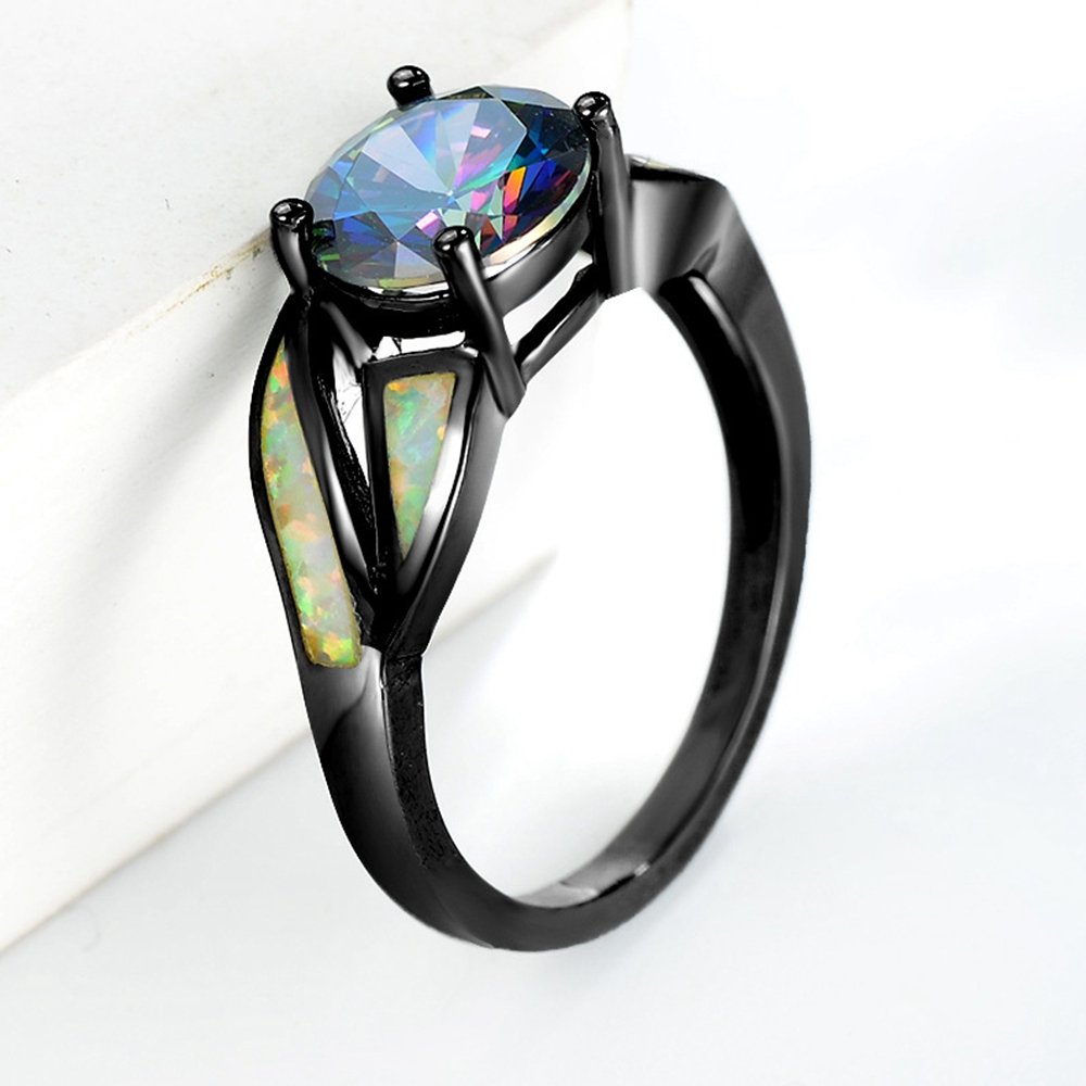 Black Crystal Fire Opal Wedding Engagement Anniversary Ring (9)