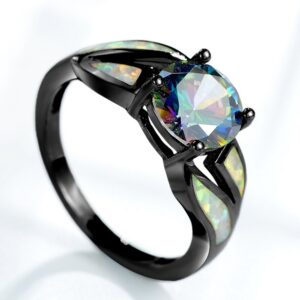 Black Crystal Fire Opal Wedding Engagement Anniversary Ring (9)