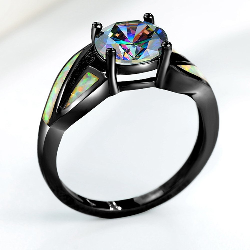 Black Crystal Fire Opal Wedding Engagement Anniversary Ring (9)