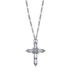 1928 jewelry large crystal cross pendant necklace for women 28 inches