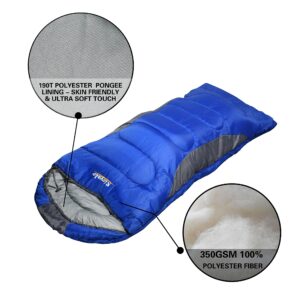 0 Degree Winter Sleeping Bags for Adults Camping (350GSM) -Temp Range (5F – 32F) Portable Waterproof Compression Sack- for Big and Tall in Env Hoodie: Hiking Backpacking 4 Season