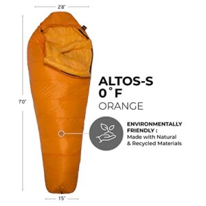 TETON Sports Altos-S 0F Ultralight Mummy Sleeping Bag for Camping, Hiking, Backpacking (Orange), 84 x 32 x 3"