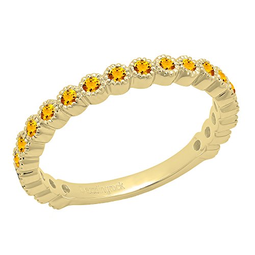 Dazzlingrock Collection Round Citrine Eternity Stackable Anniversary Wedding Band in 14K Yellow Gold, Size 8