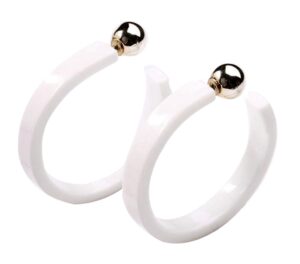 pexko earrings acrylic marbled earring leopard round hoop earrings (white)