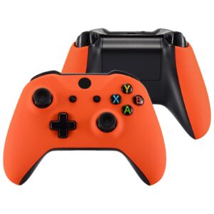 extremerate soft touch top shell front housing faceplate replacement parts with side rails panel for xbox one x s controller (orange)