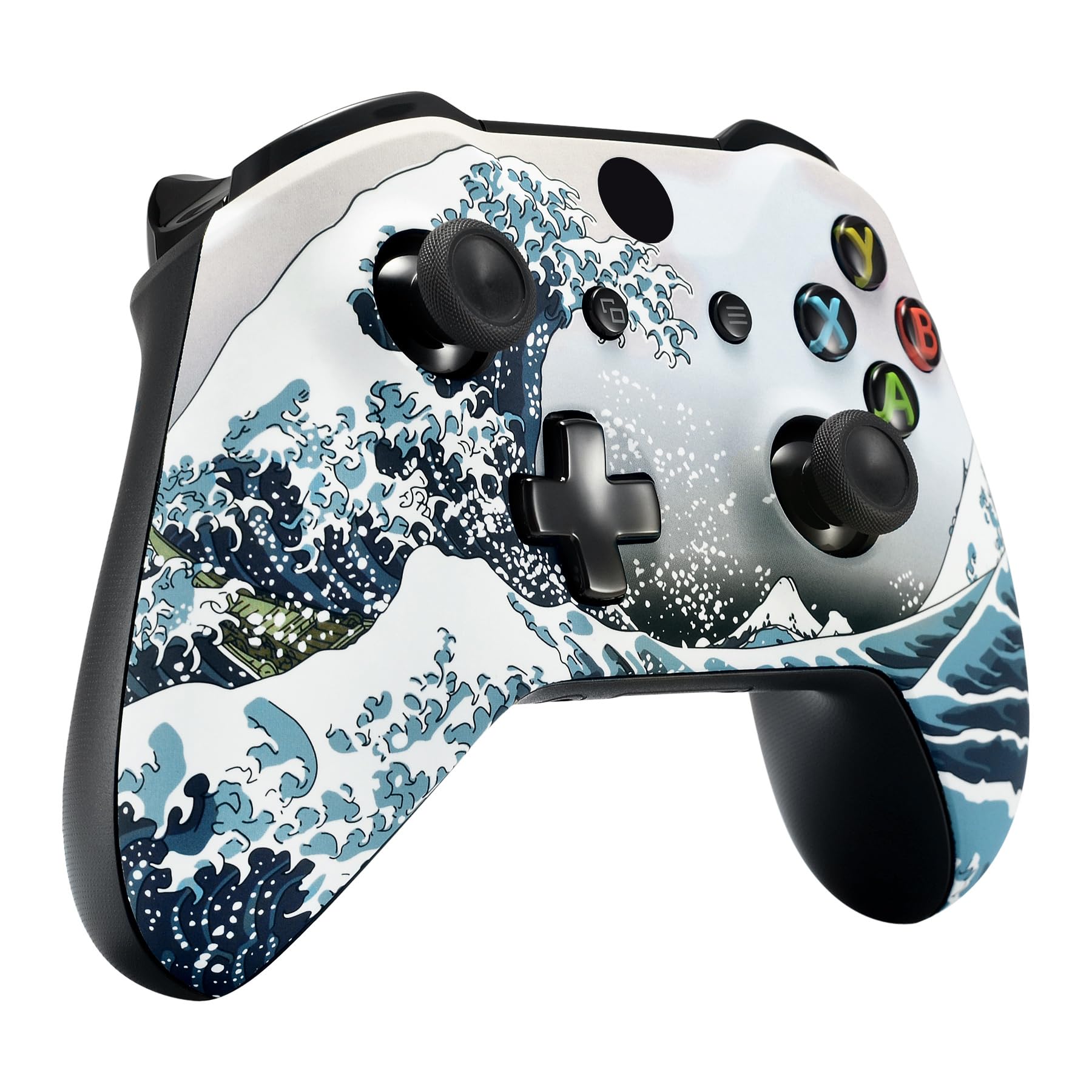 eXtremeRate The Great Wave Patterned Faceplate Front Housing Shell with Soft Touch Grip for Xbox One X S Controller Model 1708 - Controller NOT Included