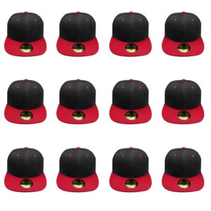 gelante plain blank flat brim adjustable snapback baseball caps wholesale lot 1500-blackred-12pc