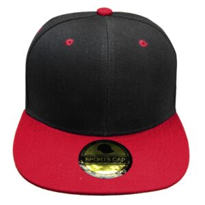 Gelante Plain Blank Flat Brim Adjustable Snapback Baseball Caps Wholesale LOT 1500-BlackRed-12PC