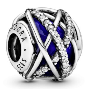 pandora galaxy charm, sterling silver, royal blue crystal, clear cubic zirconia, one size